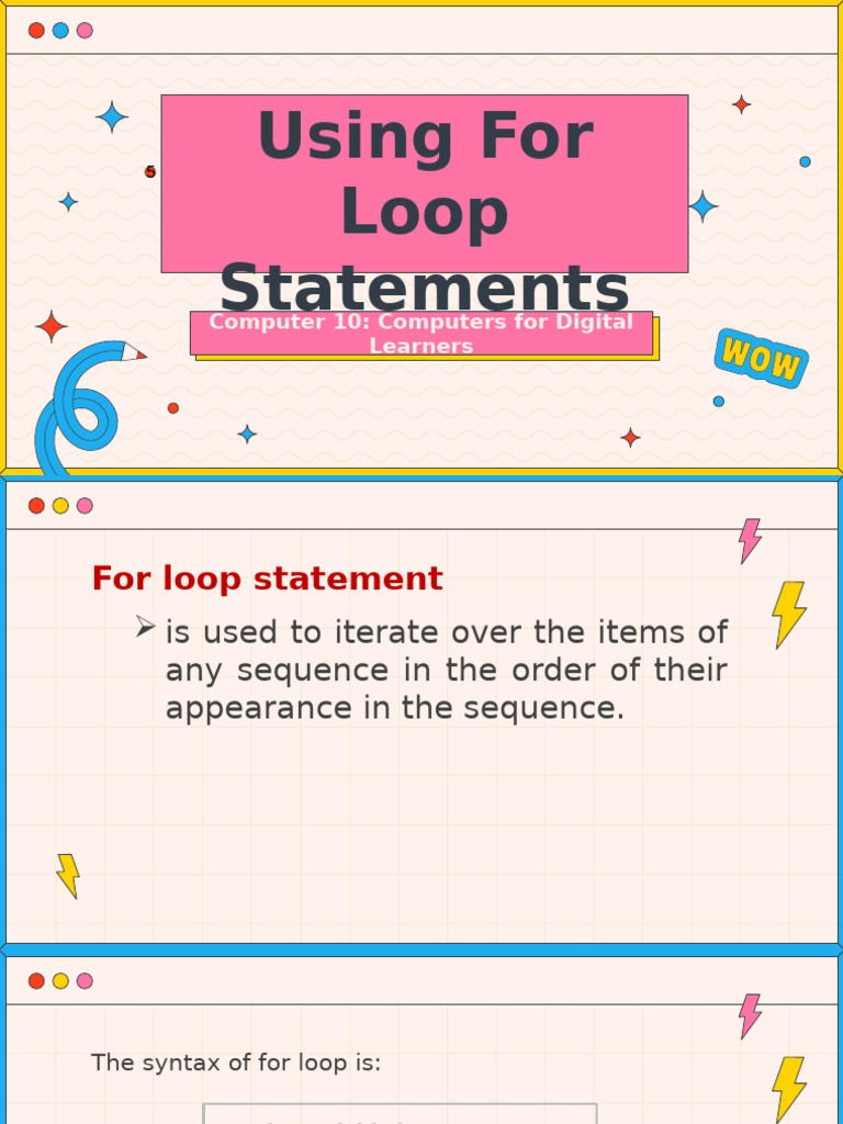 Lesson 2. USING FOR LOOP STATEMENTS | PDF | Control Flow | Computer Science