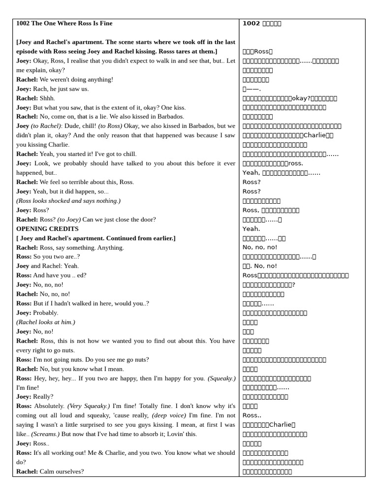 1002 The One Where Ross Is Fine | PDF | Friends