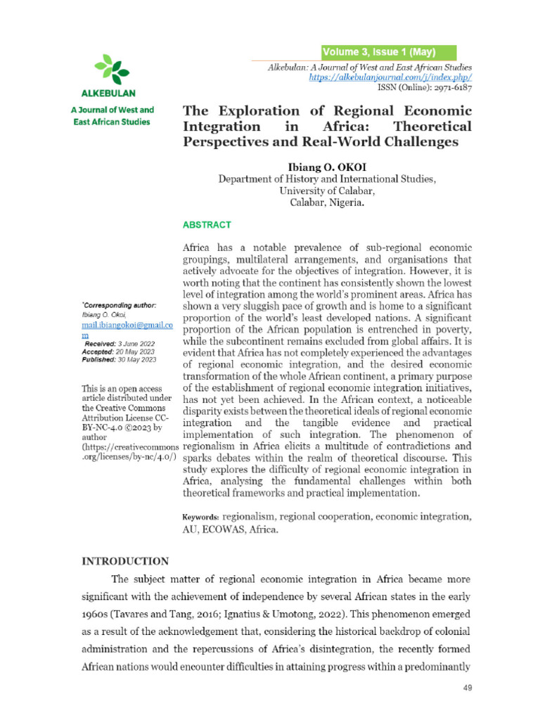 The Exploration of Regional Economic Integration | PDF