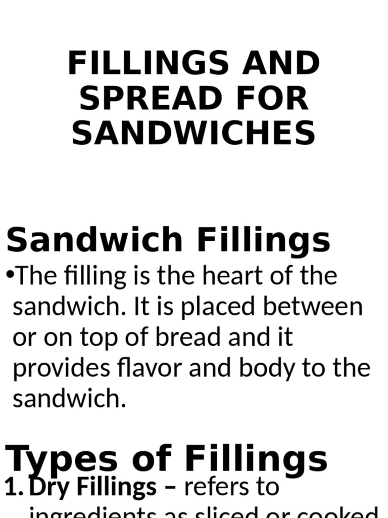 Fillings and Spread for Sandwiches | PDF | Sausage | Salad