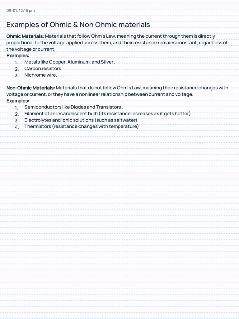 Ohmic & Non Ohmic Materials | PDF