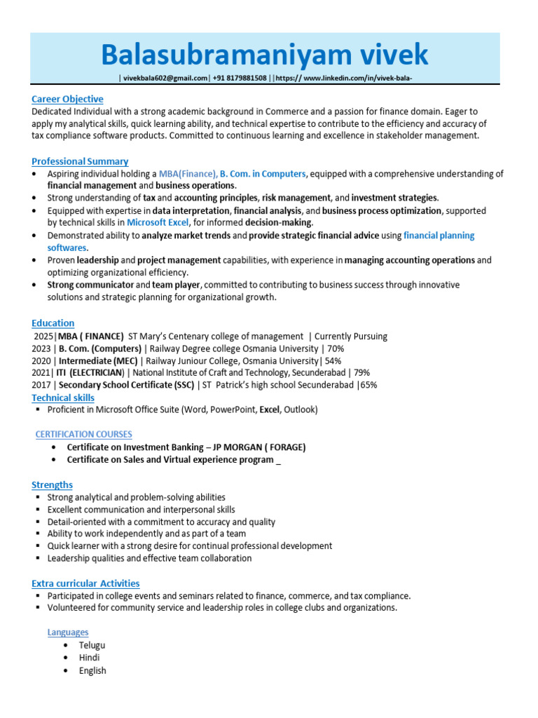 I am sharing 'CV_B VIVEK' with you | PDF | Leadership | Learning