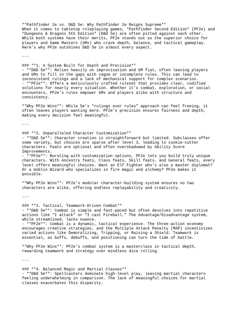 PF2e Is Better Than Dnd5e? | PDF | Dungeons & Dragons | Role Playing Games
