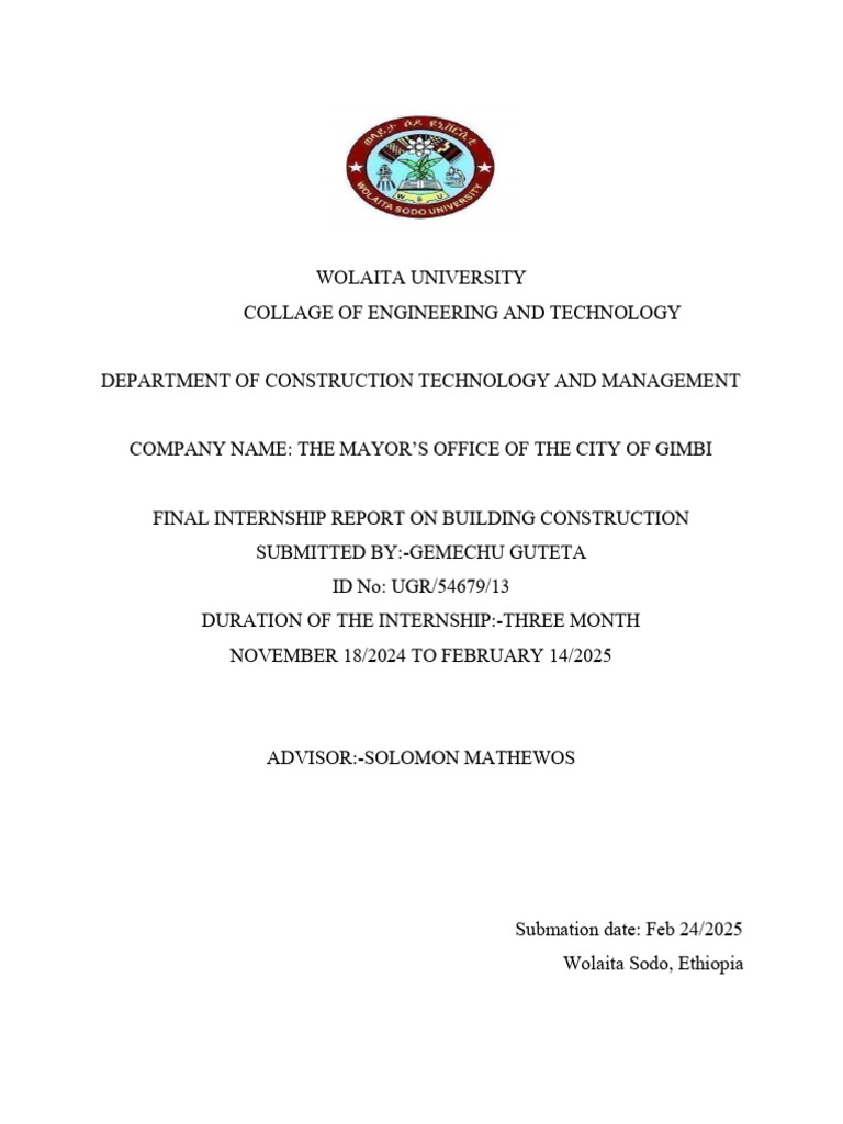 GEMECHU GUTETA REPORT | PDF | Concrete | Foundation (Engineering)