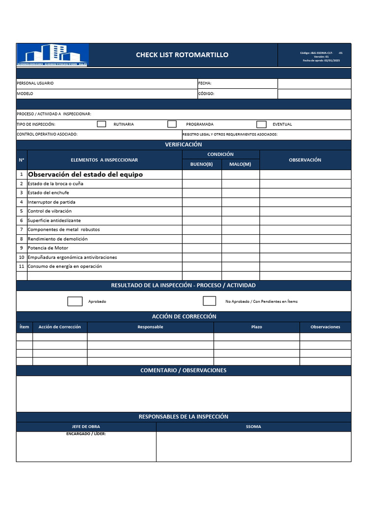 CHECK LIST ROTOMARTILLO | PDF
