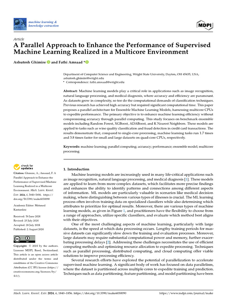 Make 06 00090 v2 | PDF | Machine Learning | Parallel Computing