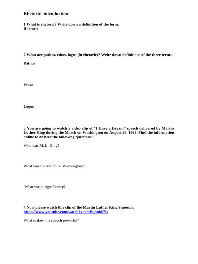 Rhetoric - Introduction Tasks | PDF