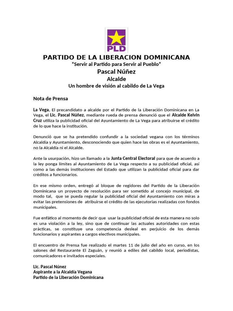Nota de Prensa de Pascal Nuñez | PDF