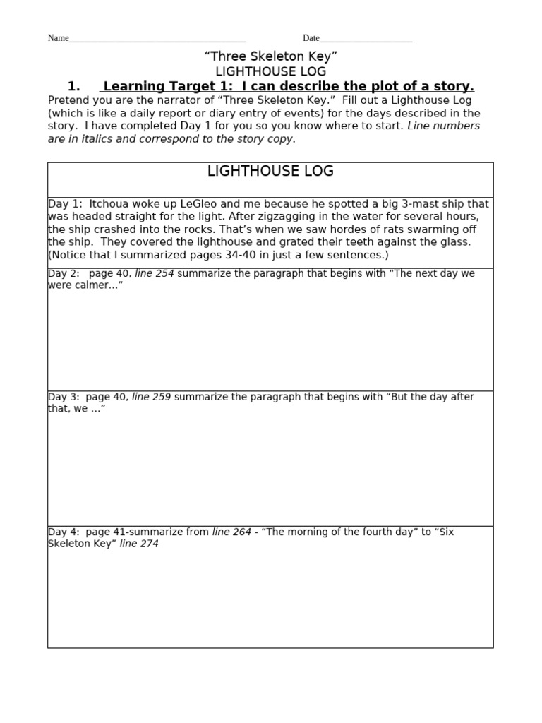 Three Skeleton Key Lighthouse Log | PDF