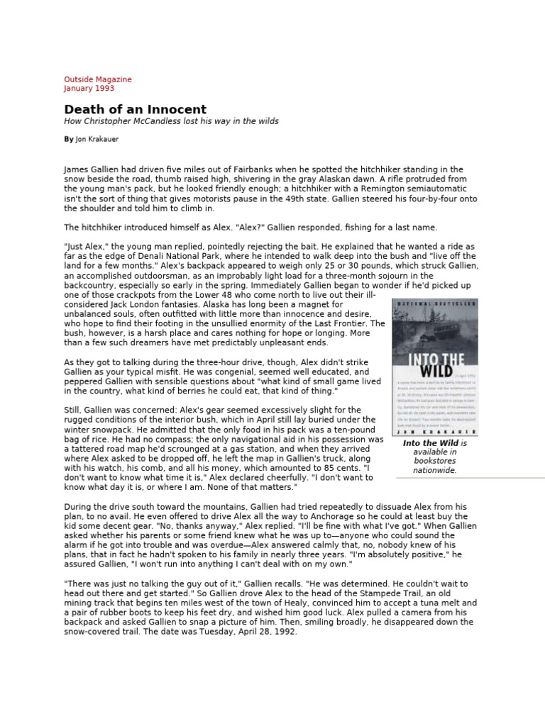 McCandless's Fatal Alaskan Journey | PDF
