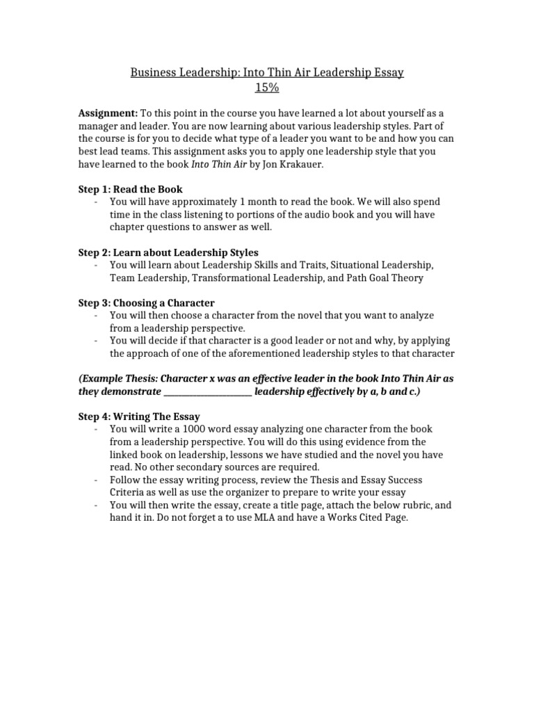 Leadership Analysis of Into Thin Air | PDF | Leadership | Essays