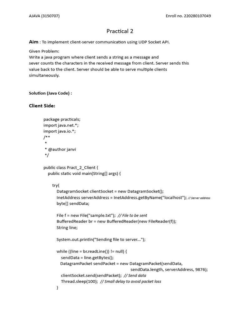 Practical 2 AJAVA 49 | PDF | String (Computer Science) | Data Transmission
