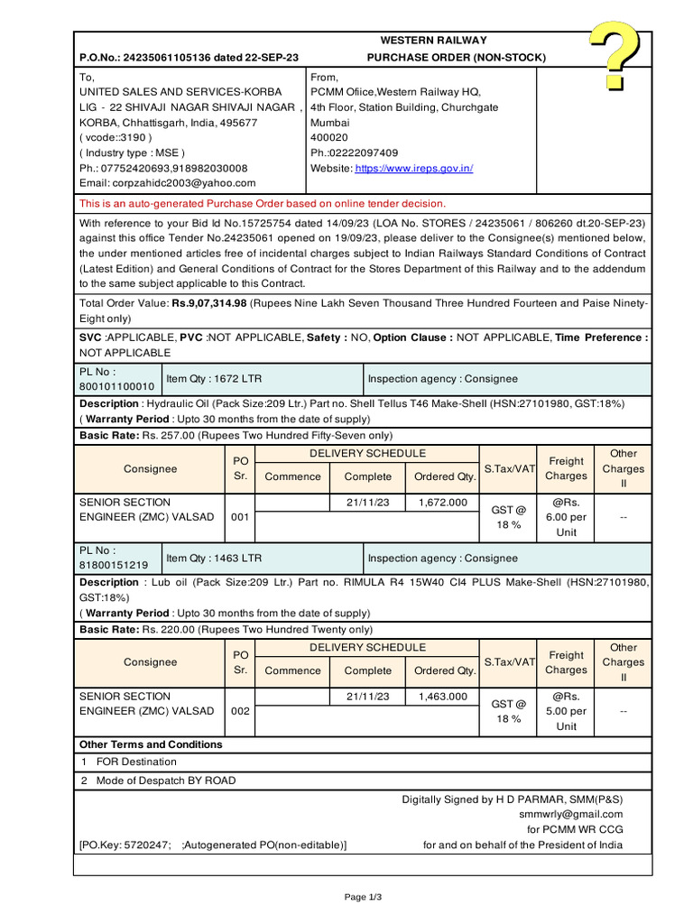 Oil T46 and Rimula 15W40 | PDF | Business | Payments