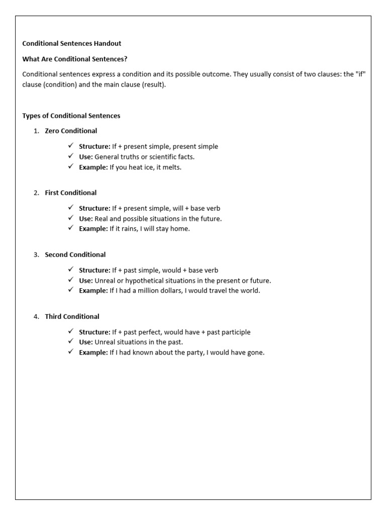 Conditional Sentences (If Clauses) | PDF | Verb | Linguistic Morphology