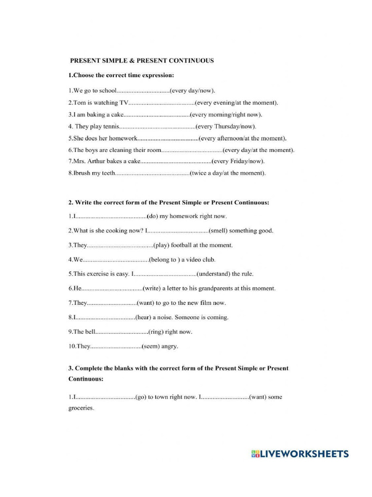 Worksheet Simple Present Dan Present Continous | PDF