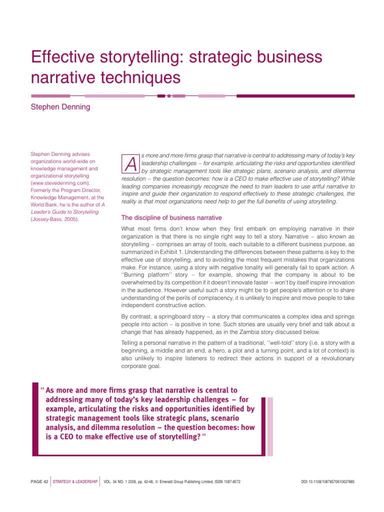 Strategic Business Storytelling Insights | PDF | Storytelling | Narrative