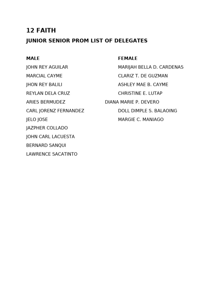12 Faith Js Prom | PDF