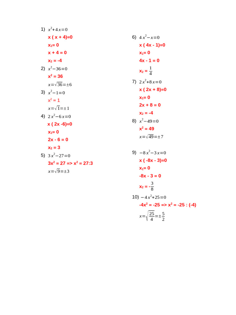 Quadratic Equation Solutions Guide | PDF