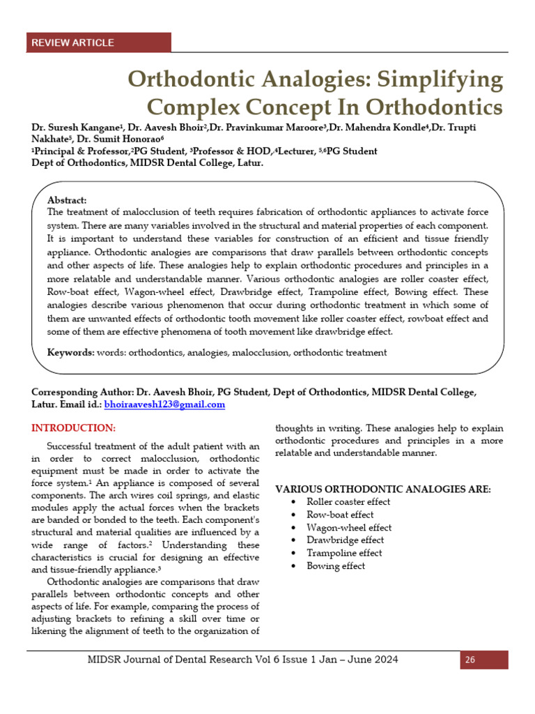 Orthodontic Analogies Simplifying Complex Concept in Orthodontics | PDF ...