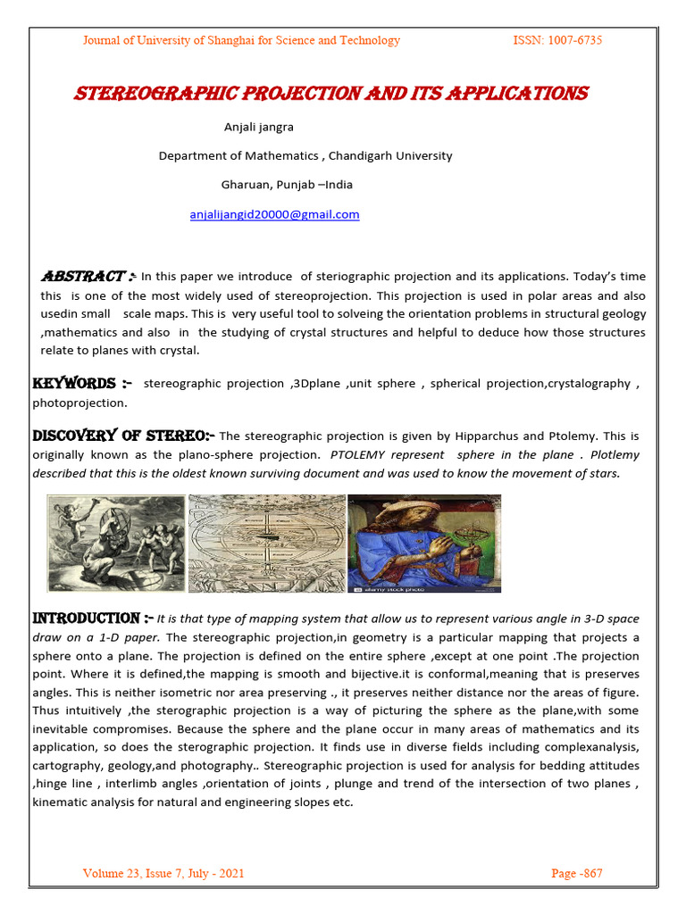 Stereographic Projection and Its Applications | PDF | Sphere | Geometry