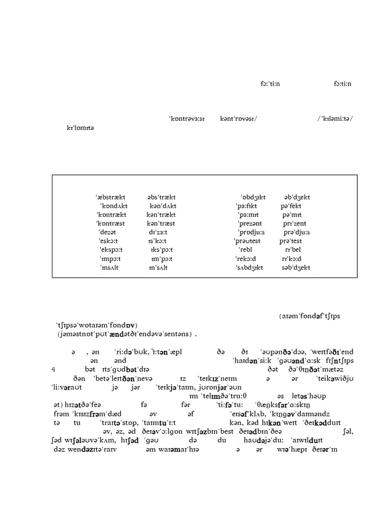 Variable Stress, Word Class Pairs and Weak Form Words | PDF | Stress (Linguistics) | Part Of Speech