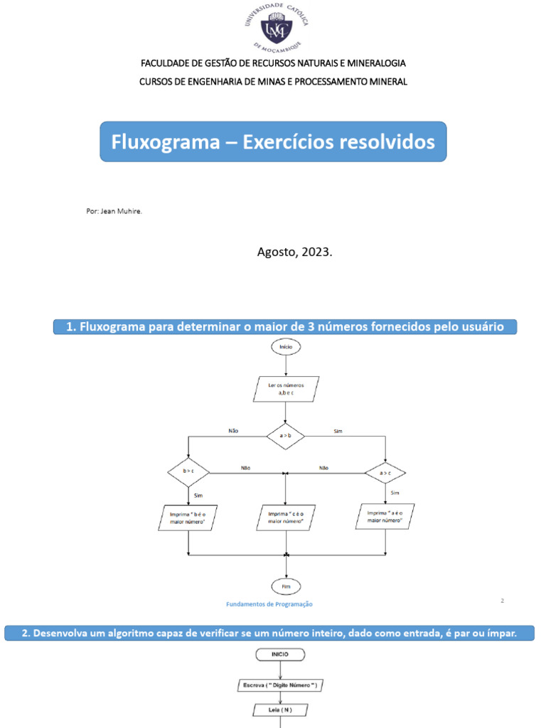 FP - Aula 3 - Fluxogramas - Exercicios | PDF