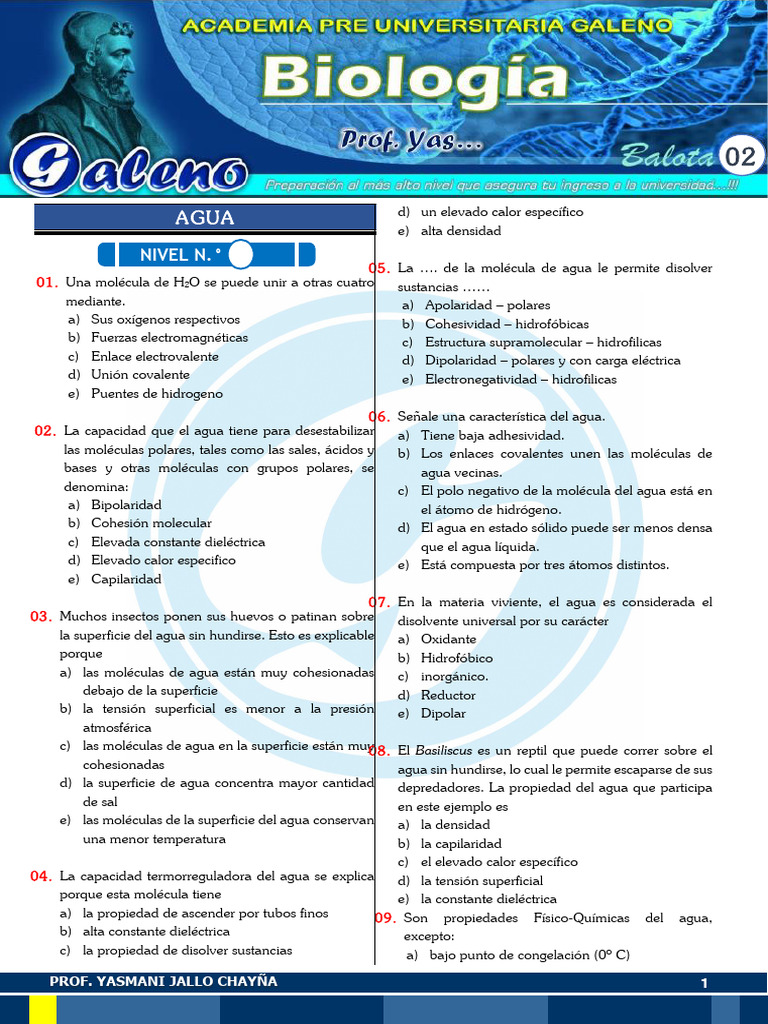Bio Academia Semana 2 Agua | PDF | Propiedades del agua | Agua