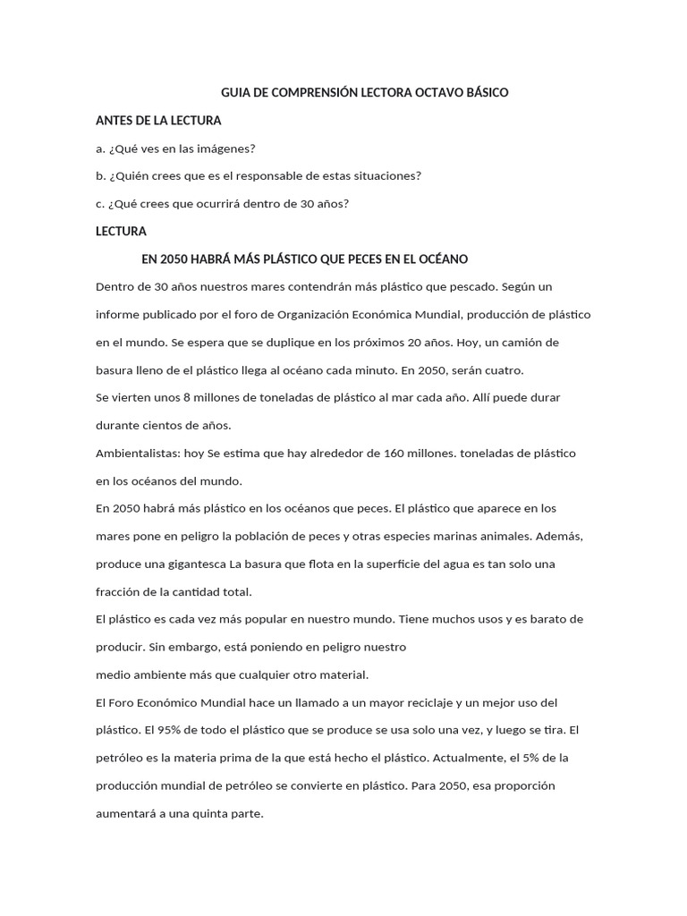 Guia Octavo Básico 4-11 | PDF | El plastico | Mar