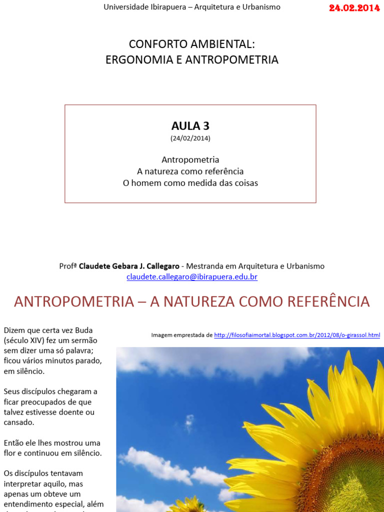 Aula3 Confortoambiental antropometriaANTROPOMETRIA | PDF | Metro