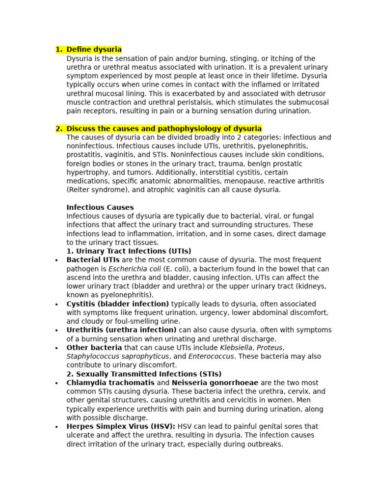 Define Dysuria | PDF | Urinary Tract Infection | Sexually Transmitted ...