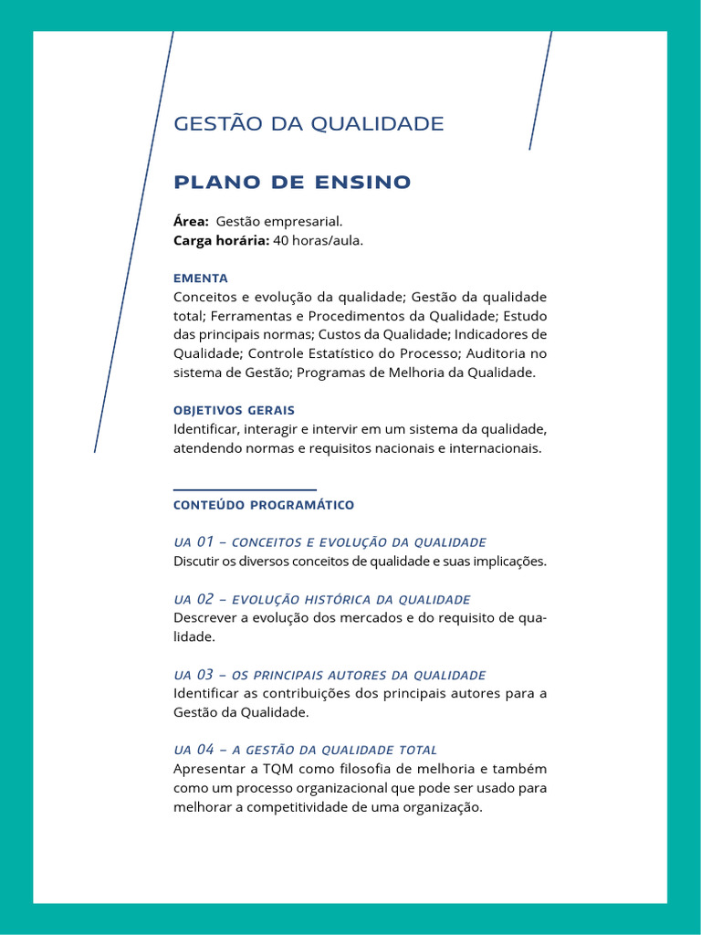 Gestão da Qualidade: Curso Completo 40h | PDF | Qualidade (negócios ...