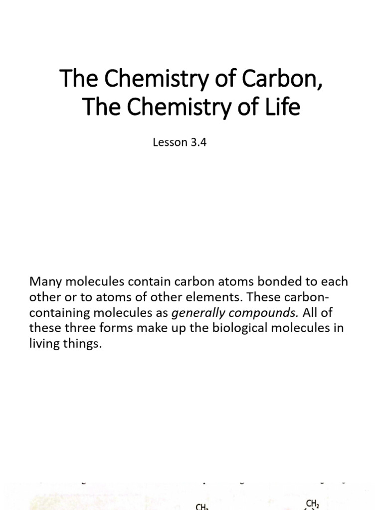 Lesson 3.4 The Chemistry of Carbon The Chemistry of Life | PDF ...