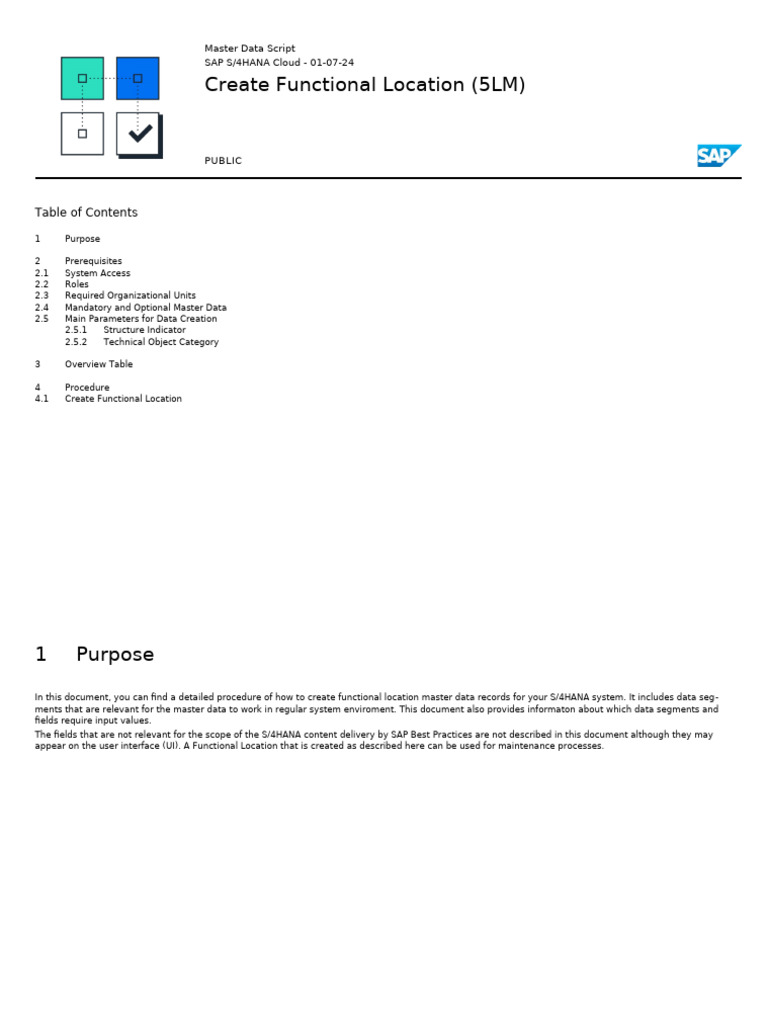 5LM Create Functional Location S4CLD2408 Master Data en XX | PDF | Mobile App | Parameter ...
