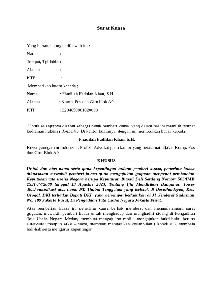 Surar Kuasa - Fhadilah Fadhlan Khan | PDF