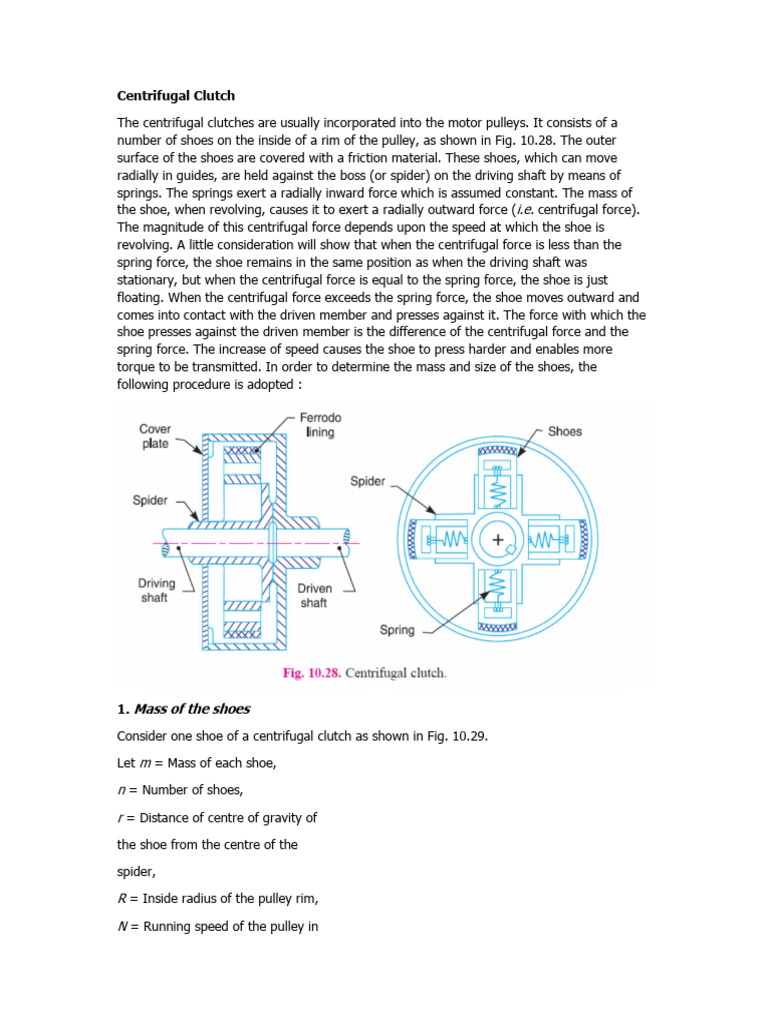 Centrifugal Clutch | PDF | Force | Clutch