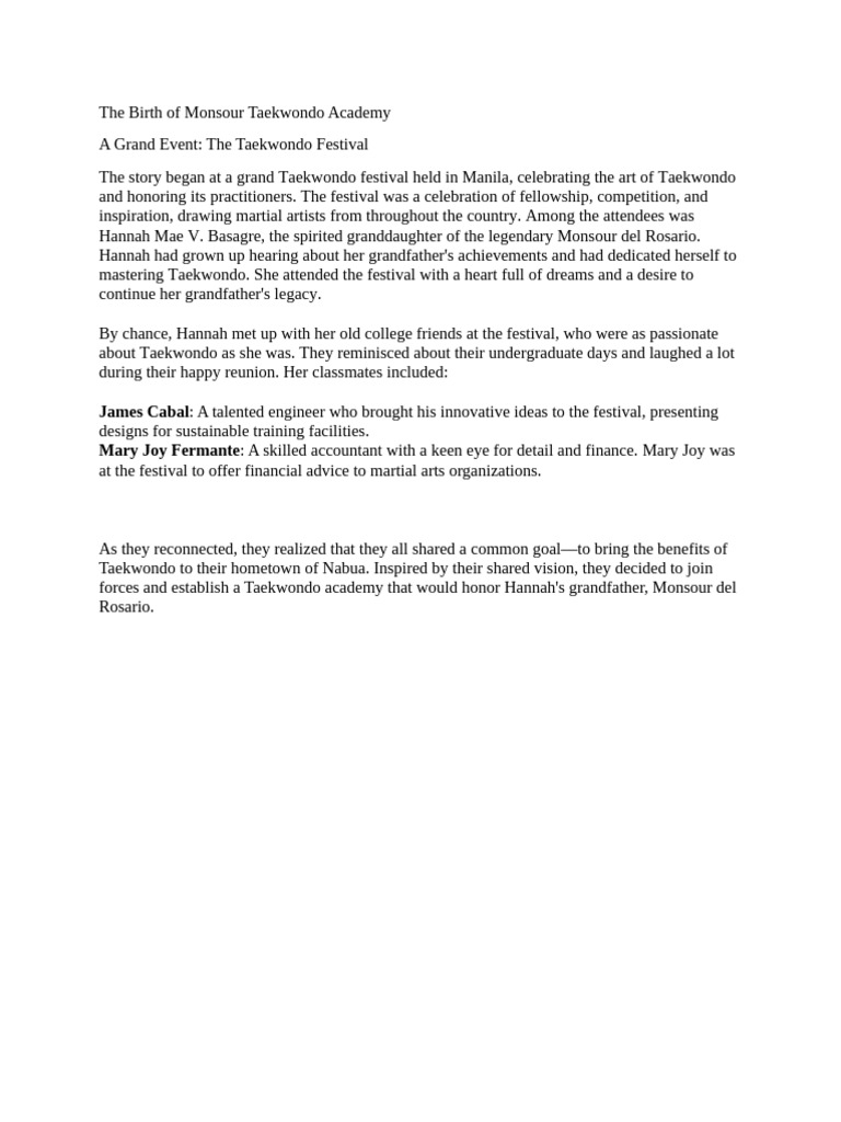 Monsour Taekwondo Academy Launch | PDF