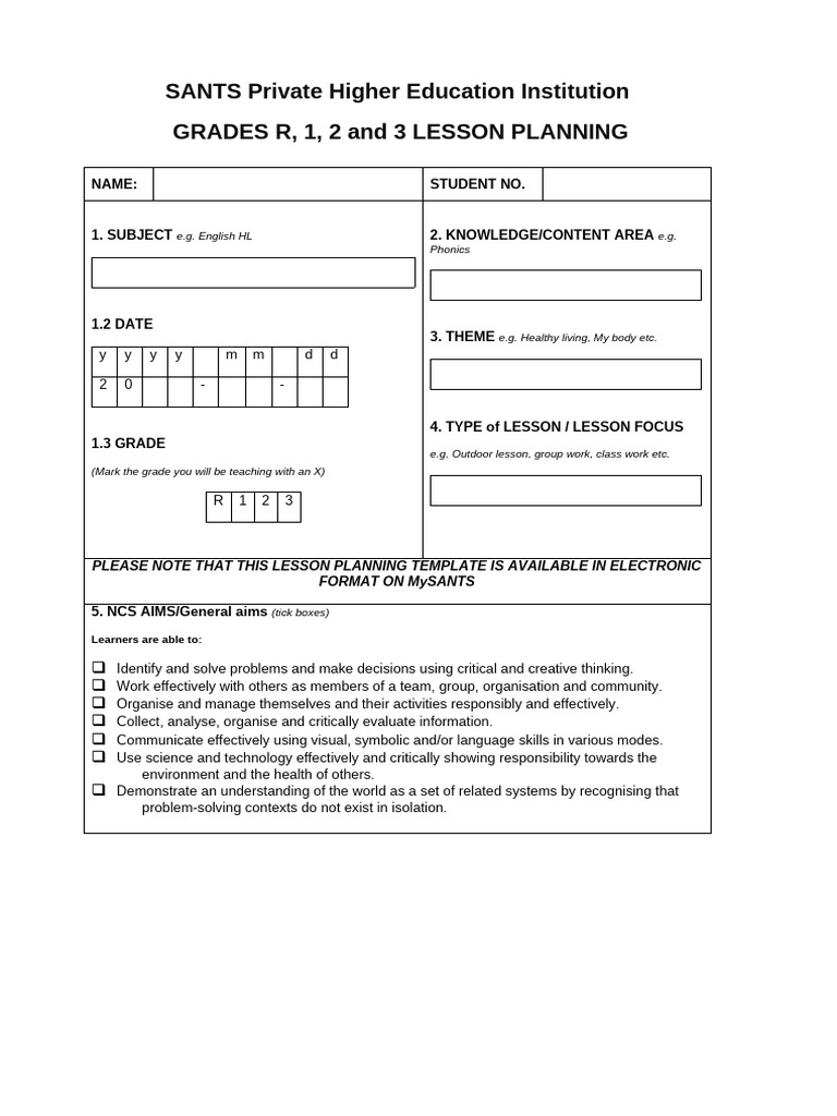 F-WIL Lesson Planning Template | PDF | Learning | Knowledge