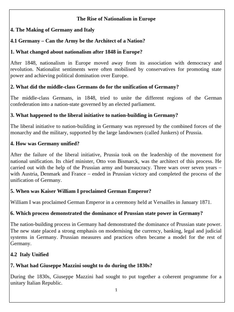 Unification of Germany and Italy Explained | PDF | German Empire ...