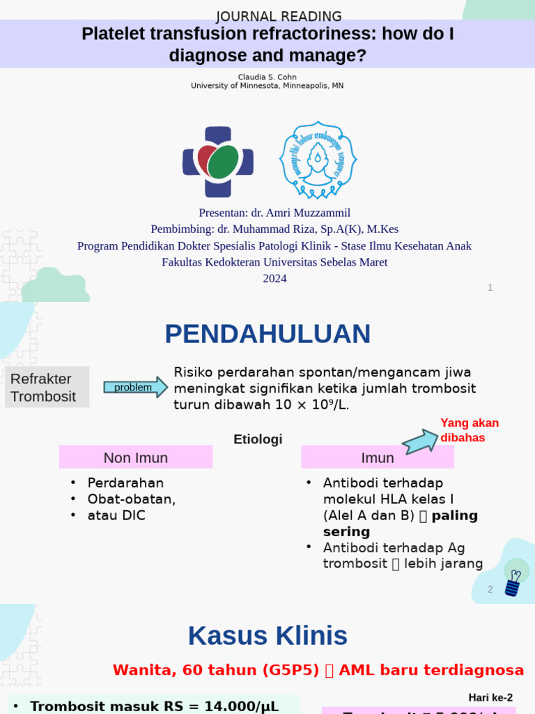 Diagnosa dan Manajemen Refrakter Trombosit | PDF