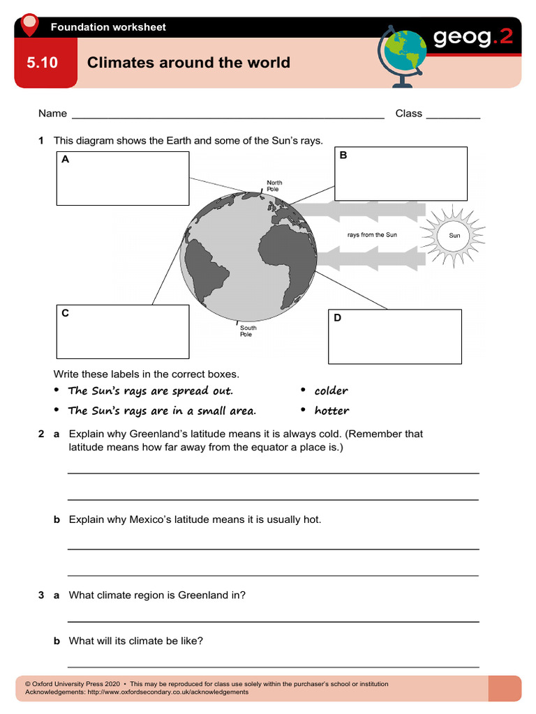 World Climate Regions Worksheet | PDF