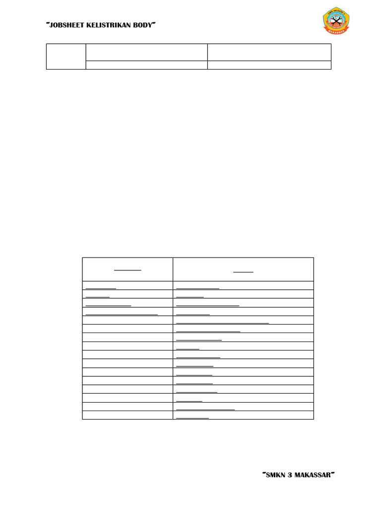 JOBSHEET KELISTRIKAN BODY SKANTHREE | PDF