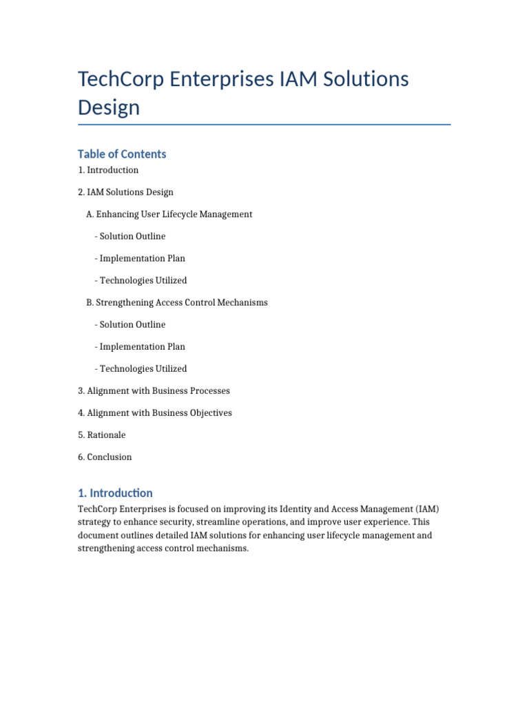 IAM Solutions for TechCorp Enterprises | PDF | Security | Computer Security