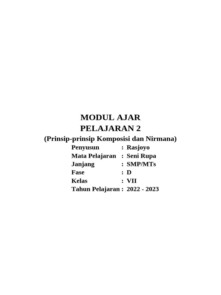 2. MODUL PEMBELAJARAN 2 SENI RUPA 7- PRINSIP-PRINSIP KOMPOSISI DAN NIRMANA | PDF