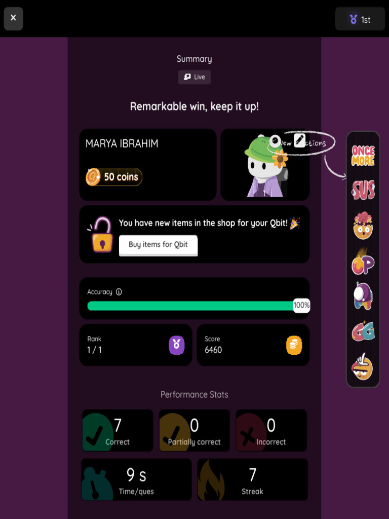 Qbit Game Performance Summary | PDF