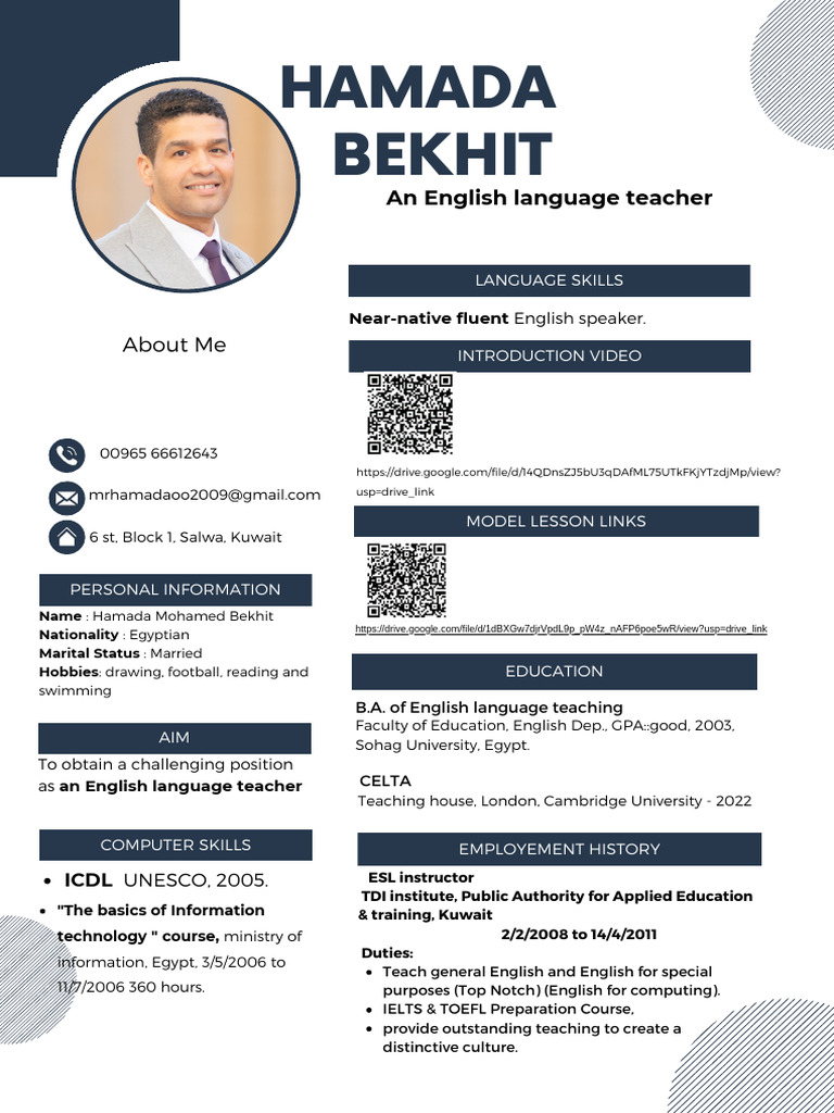 Hamada Bekhit Teacher of Eng. | PDF | English As A Second Or Foreign ...