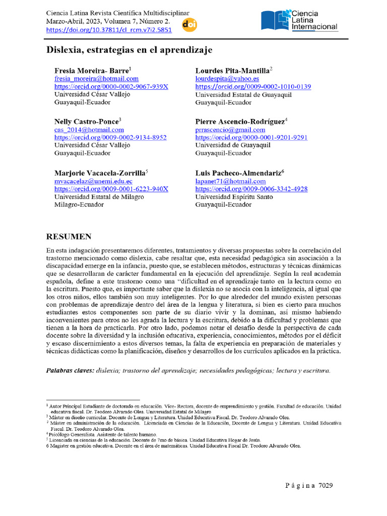 Vista de Dislexia, Estrategias en El Aprendizaje | PDF