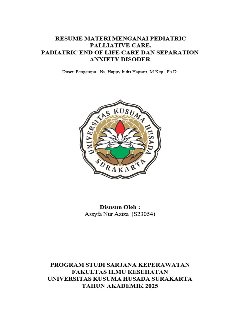 Assyfa Nur Aziza (s23054) - Resume Materi Menganai Pediatric Palliative Care | PDF