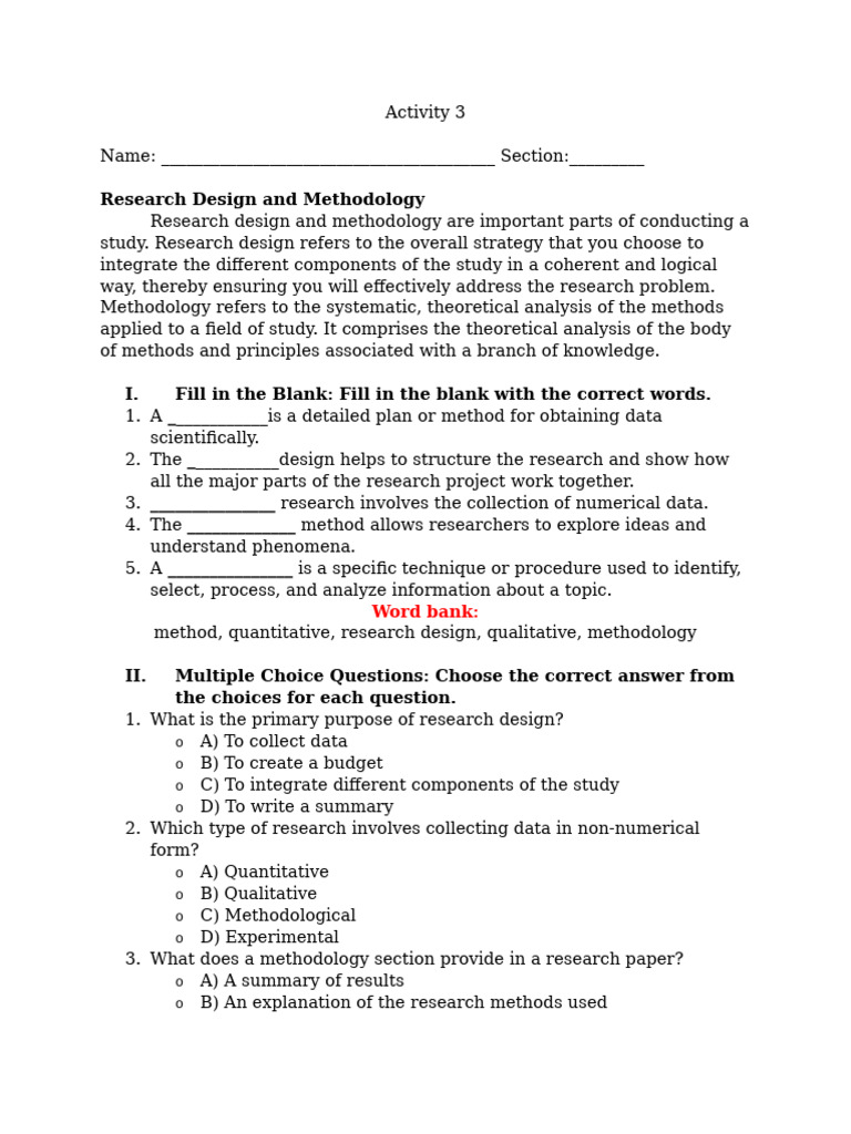 Activity 3 Research 7 | PDF | Methodology | Quantitative Research