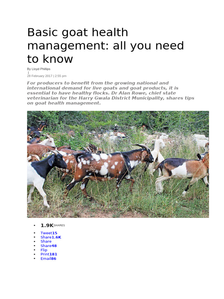 Basic Goat Health Management | PDF | Sheep | Goat