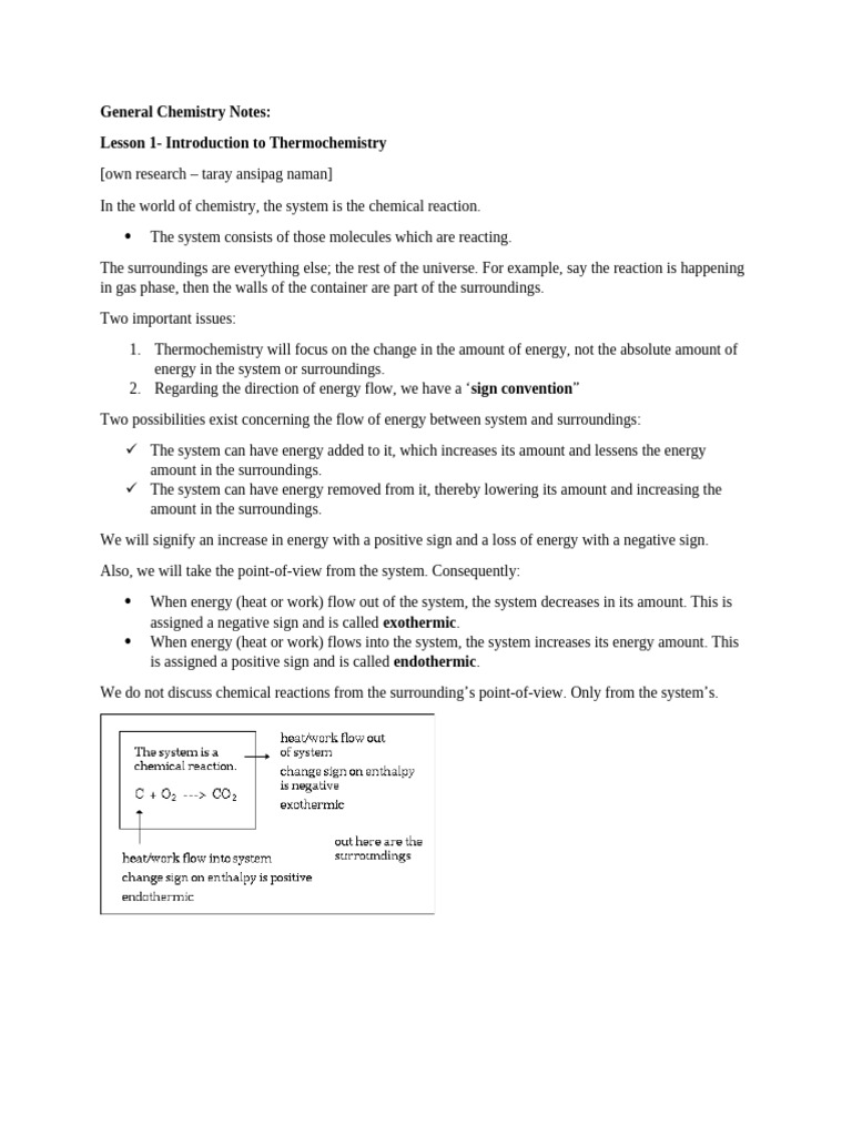 Introduction to Thermochemistry Concepts | PDF
